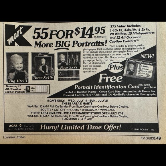 TV Guide | Art | Kmart Portrait Studio Print Ad 992 Agfa Vintage ...